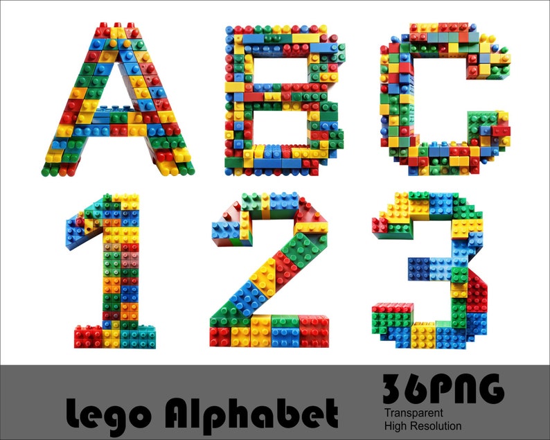 Bricks Alphabet and Numbers Font Puzzle Font PNG Brick Set Font Brick ...