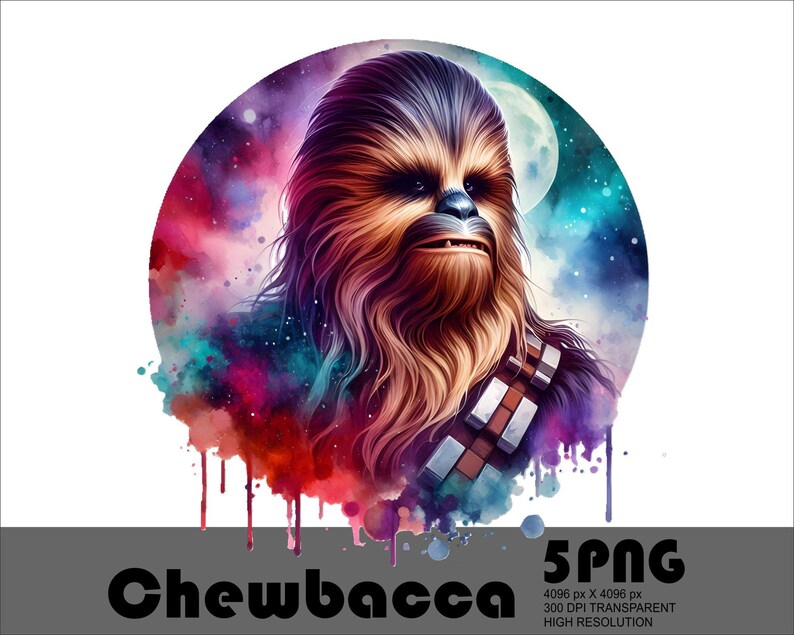 5 PNG Starwars Chewbacca Png Watercolor and Splash Transparent Png File ...