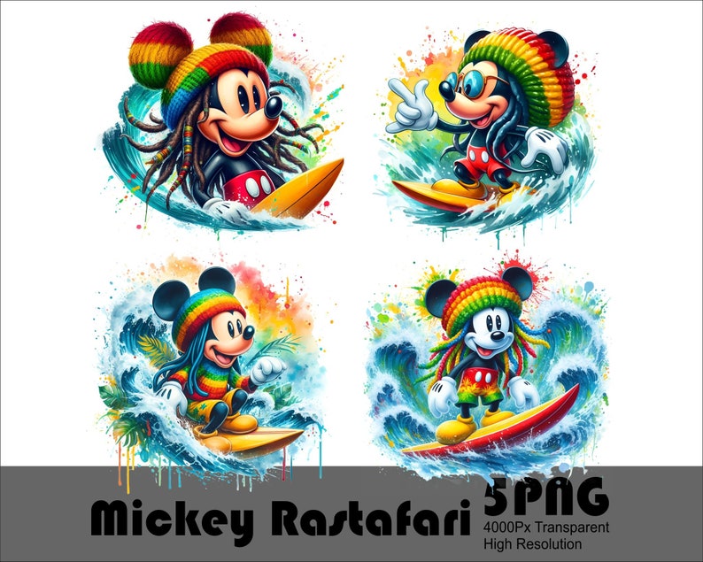 5 PNG Mickey Rastafari Reggae Mouse PNG Design High Resolution Tshirt ...