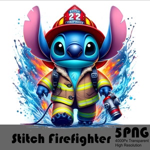 5 PNG Stitch Fireman Splash Watercolor Digital Design PNG File for ...