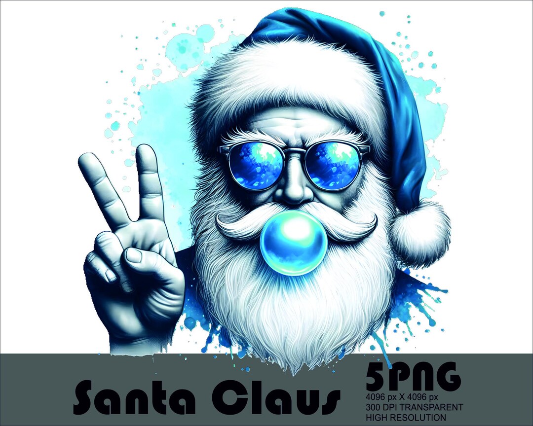 Santa Christmas Png Santa Claus Blowing Bobble Png Blue Santa Png ...