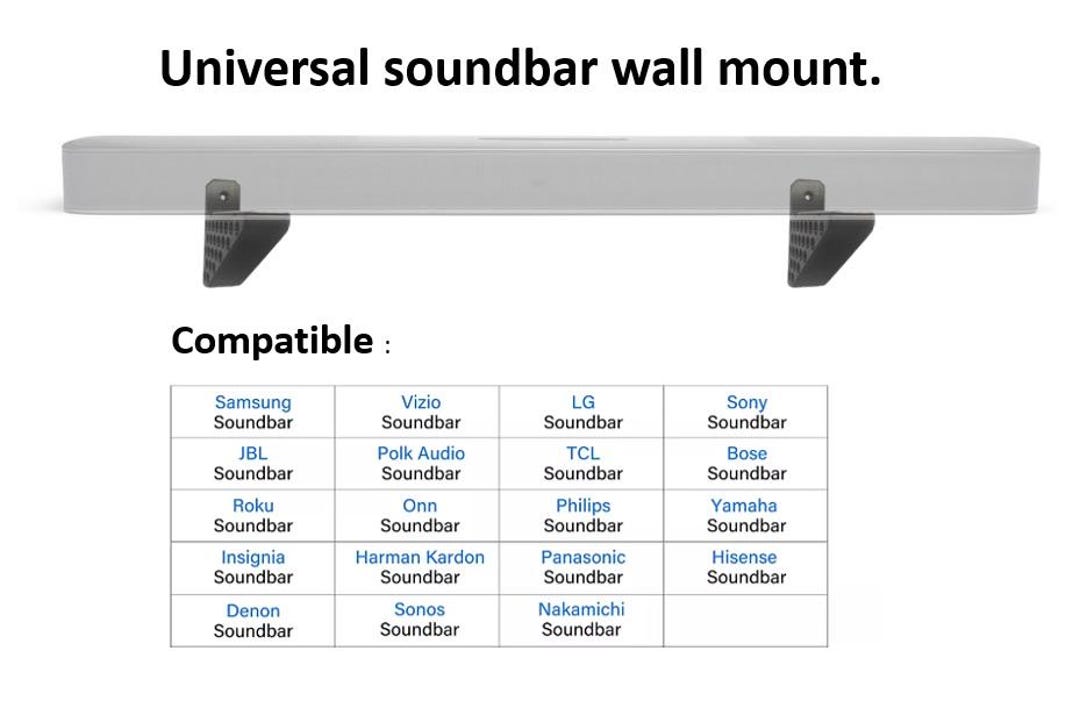 Soundbar Universal Wall Mount / Wall Mount Sound Bar / Soundbar Wall ...