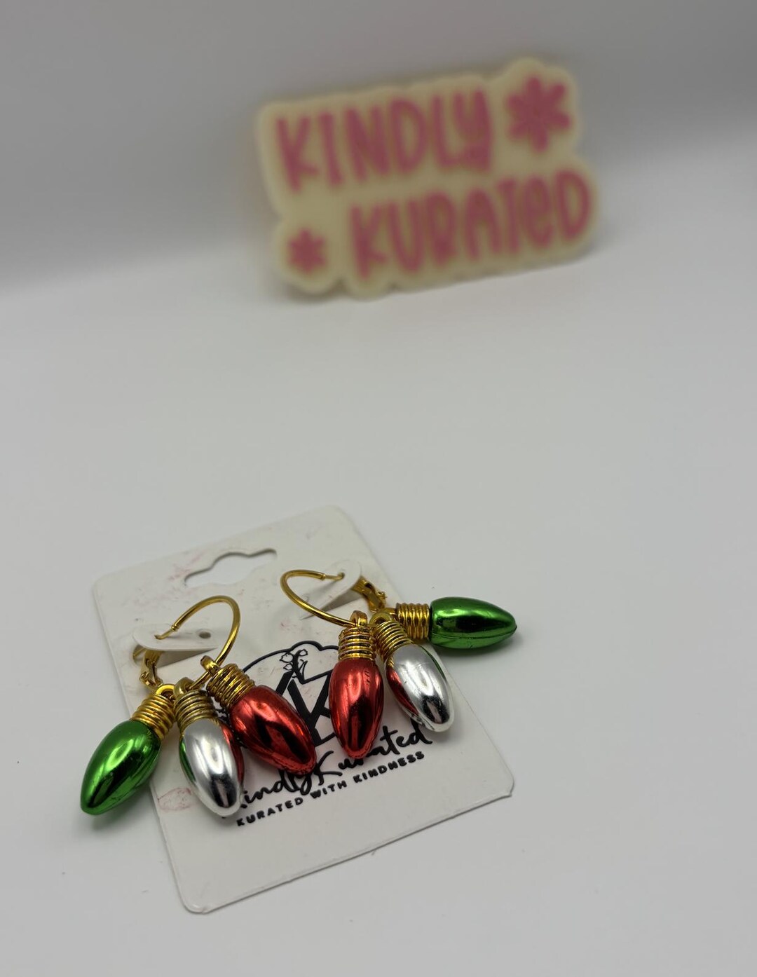 Green and Red Christmas Light Bulb Fun Dangler Trendy Hoop Earrings - Etsy