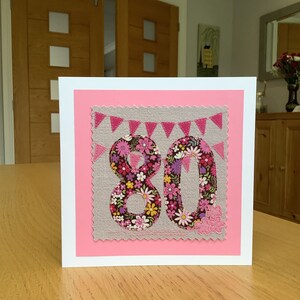 Sewn Fabric Appliqué Birthday Numbers, Handmade Greetings Card. - Etsy UK