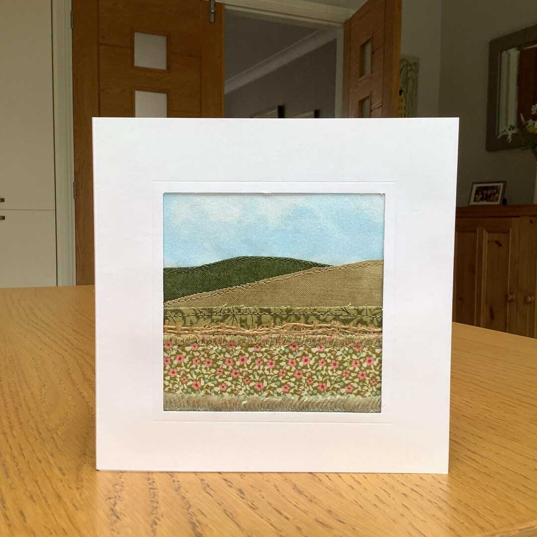 Sewn Field of Flowers, Countryside Scene, Handmade Fabric Textile Art ...
