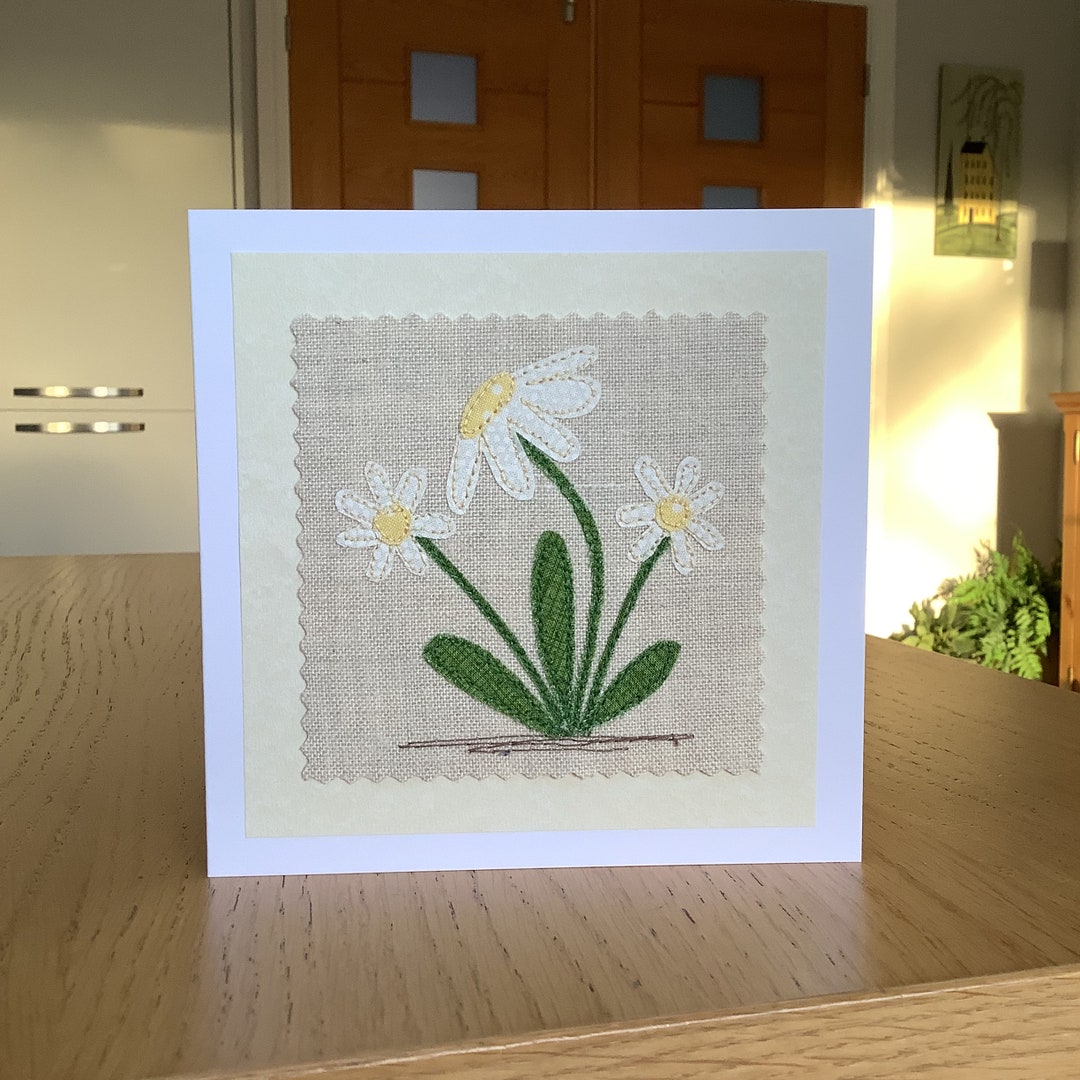 Daisy, Wild Flower, Cottage Garden Textile Art Sewn Fabric, Textile Art ...