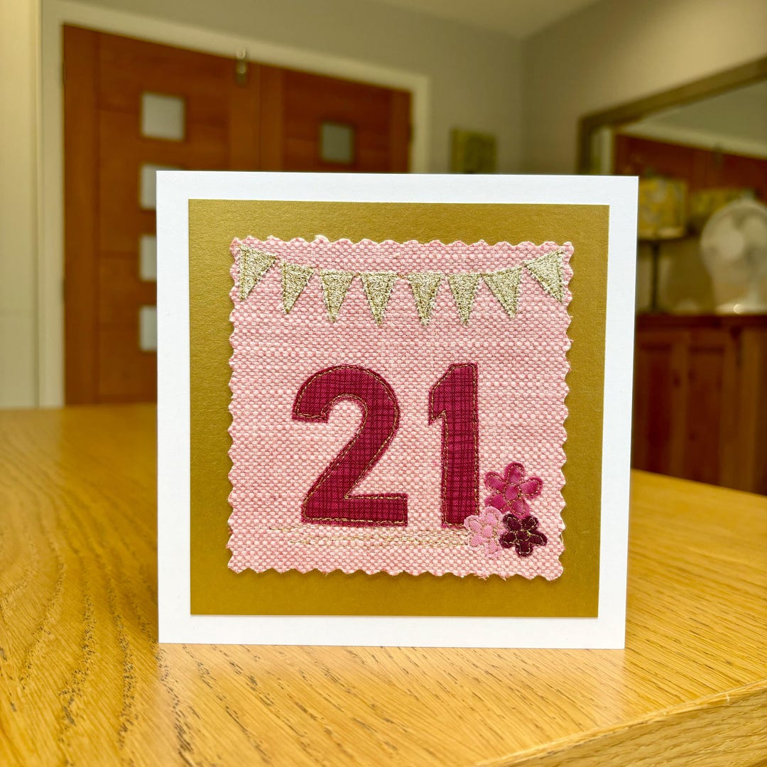 Sewn Fabric Appliqué Birthday Numbers, Handmade Greetings Card. - Etsy UK