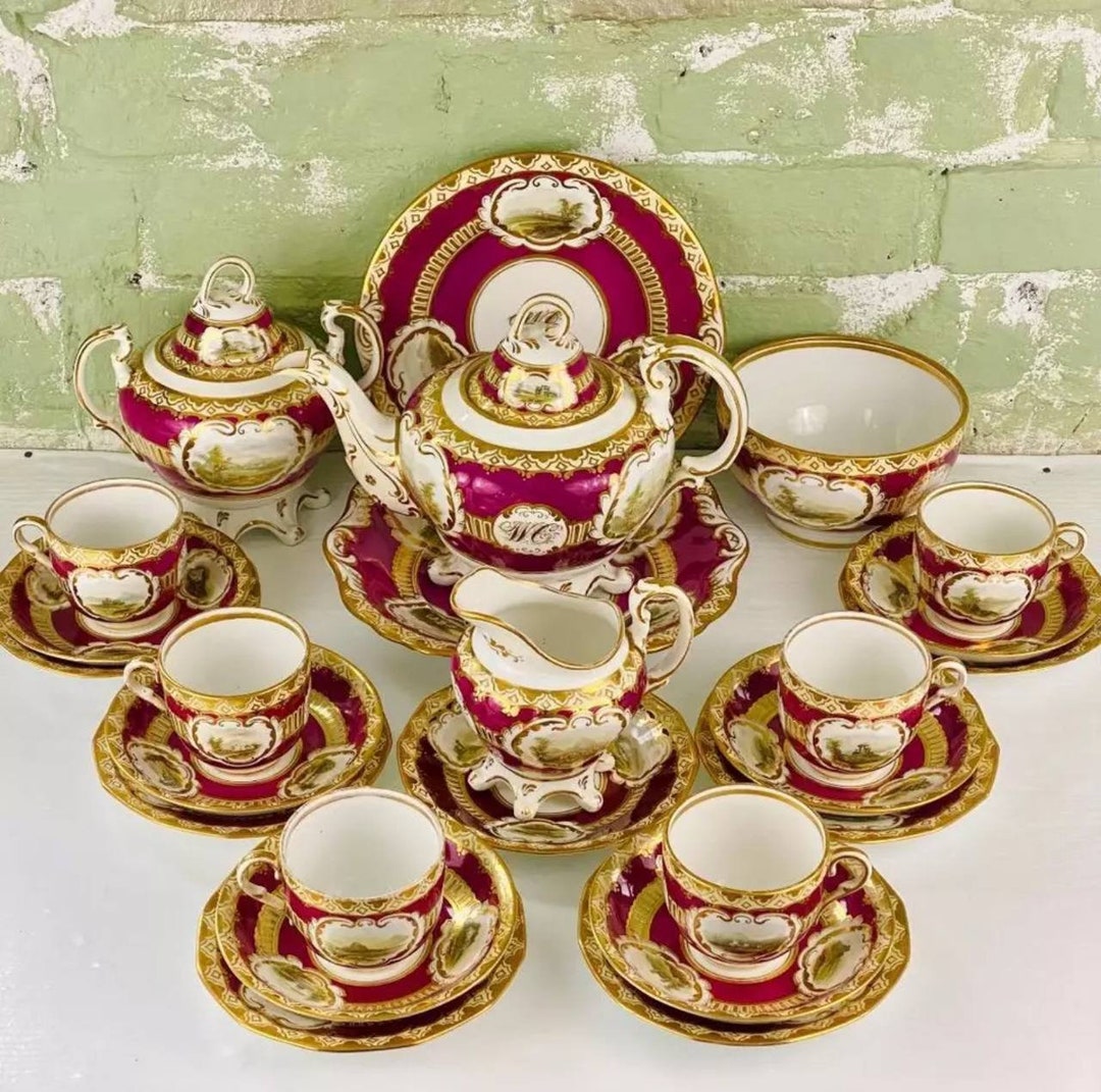 Beautiful Set rococo Tea Ser Teapot Cups Saucer Bowl - Etsy