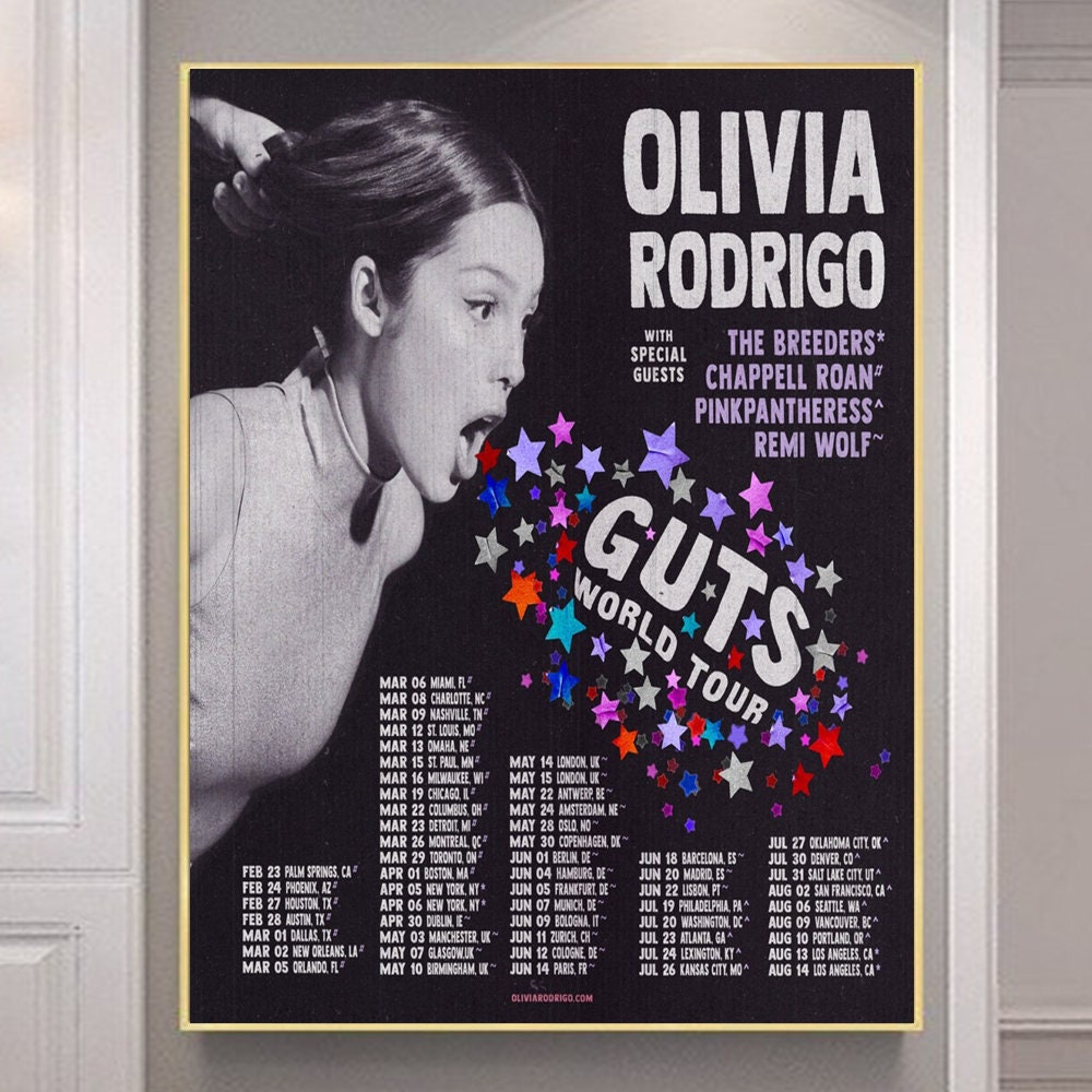 Olivia Rodrigo Guts Music Tour 2023 2024 Poster by Eric Campbell ...