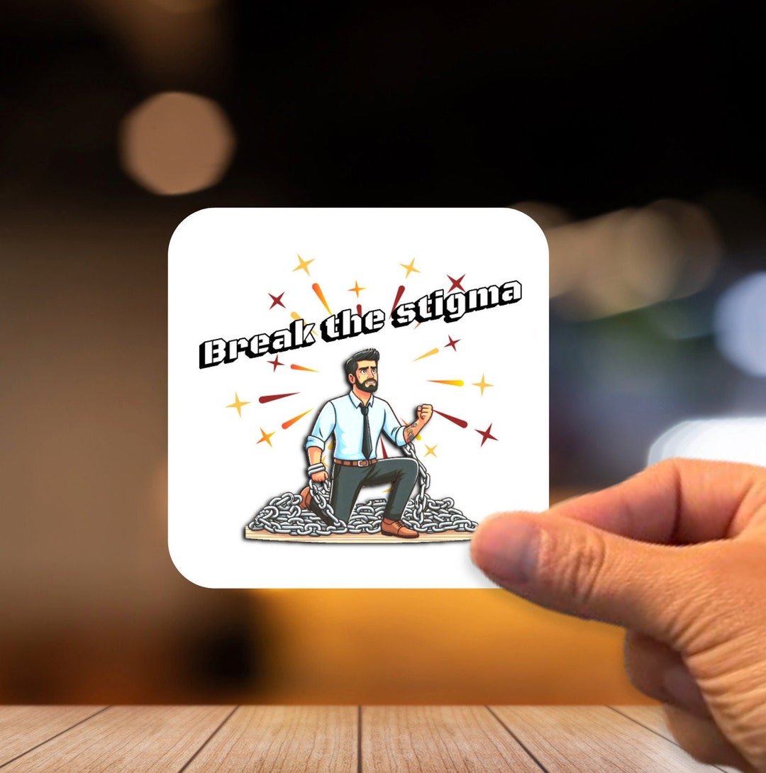 Men's Mental Health Sticker Break the Stigma square Great for Hardhats ...