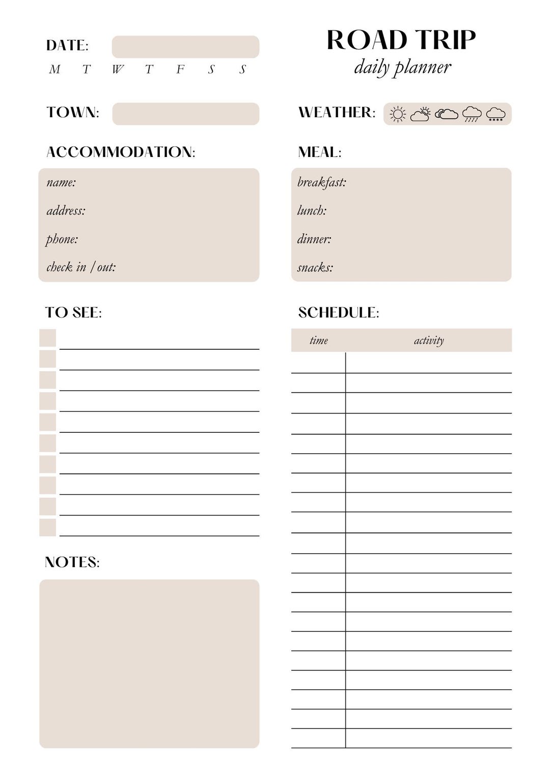 Road Trip Daily Planner Digital Download - Etsy