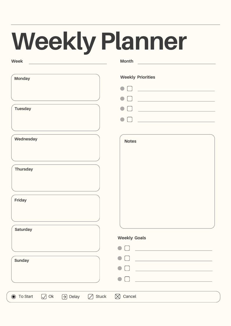 Weekly Planner Digital Download - Etsy
