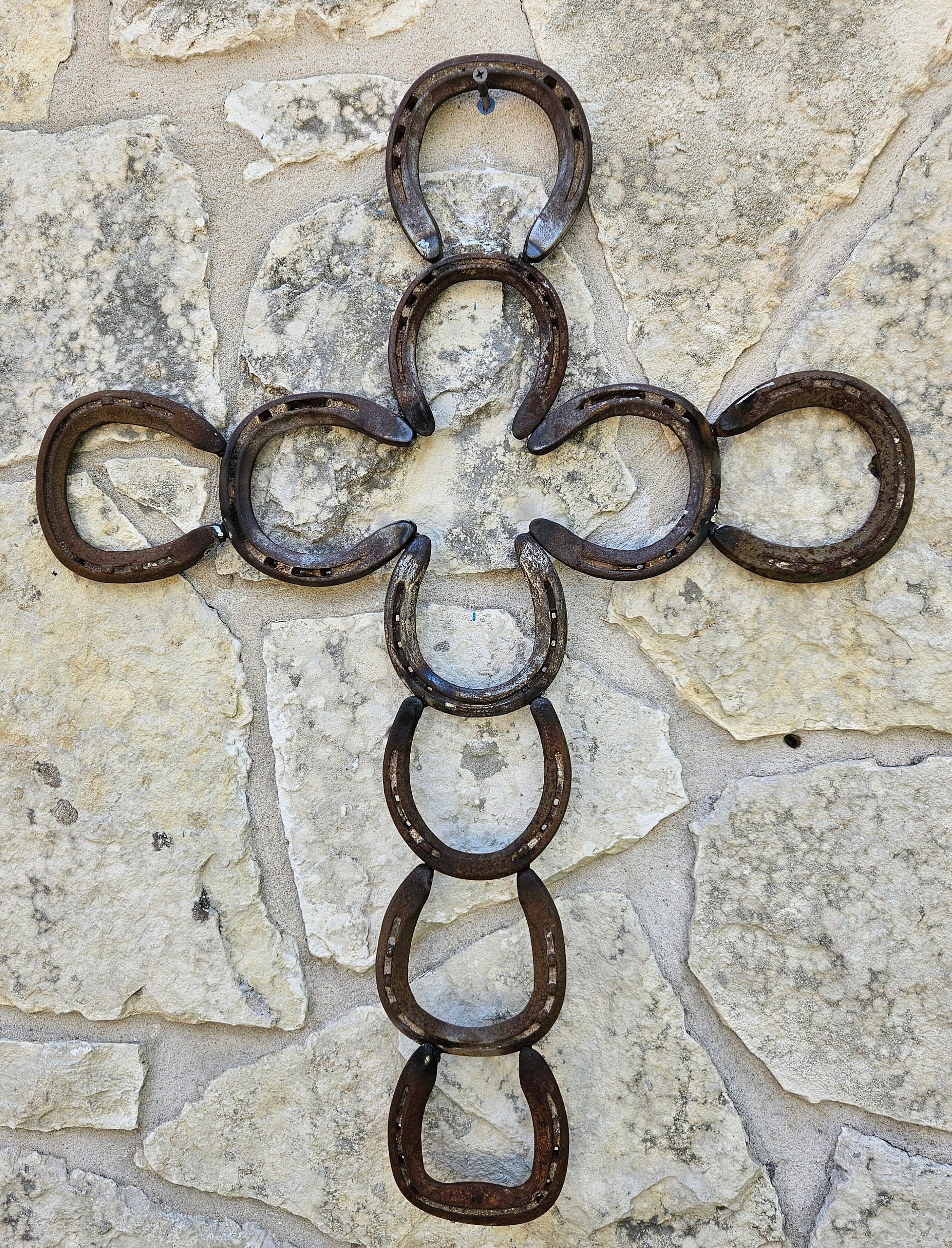 Horseshoe Cross. Handcrafted, Rugged, Wall Hanging or Free Standing ...