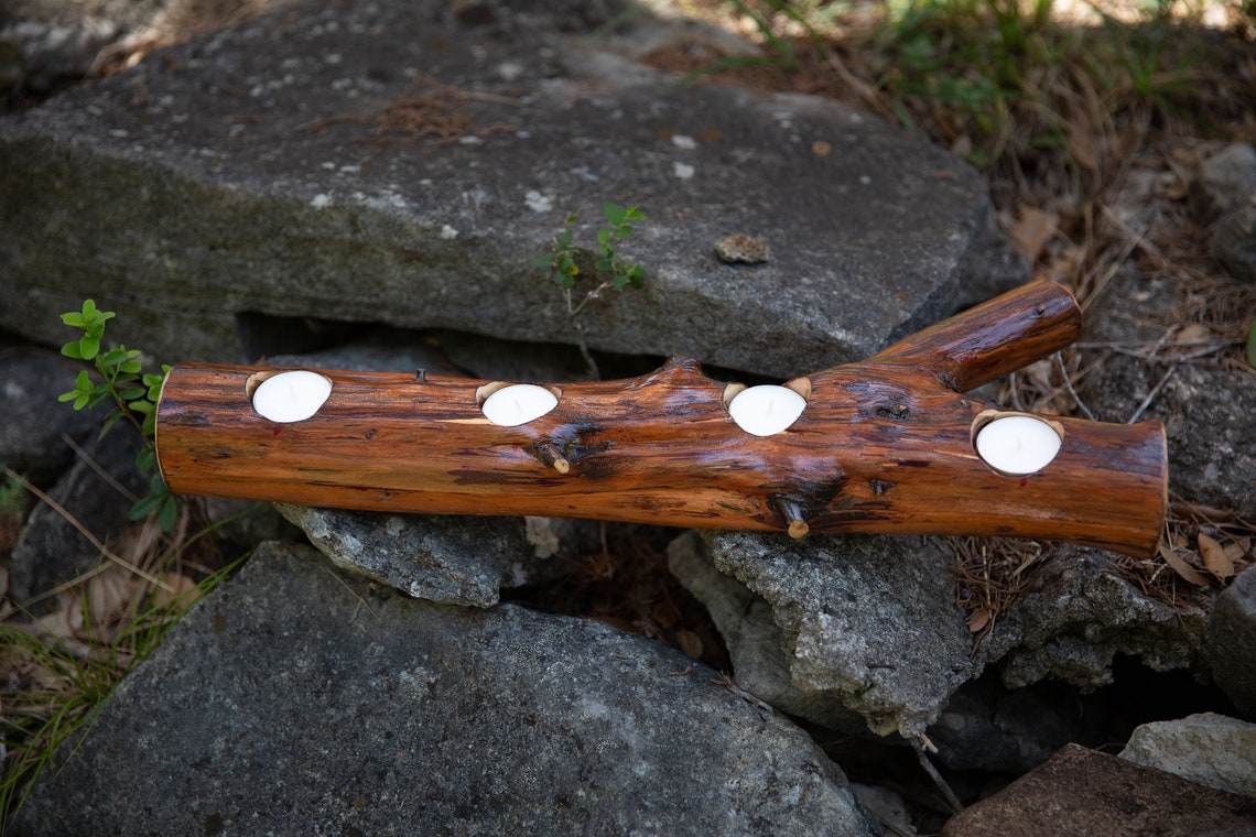 Rustic Tea Light Log - Etsy