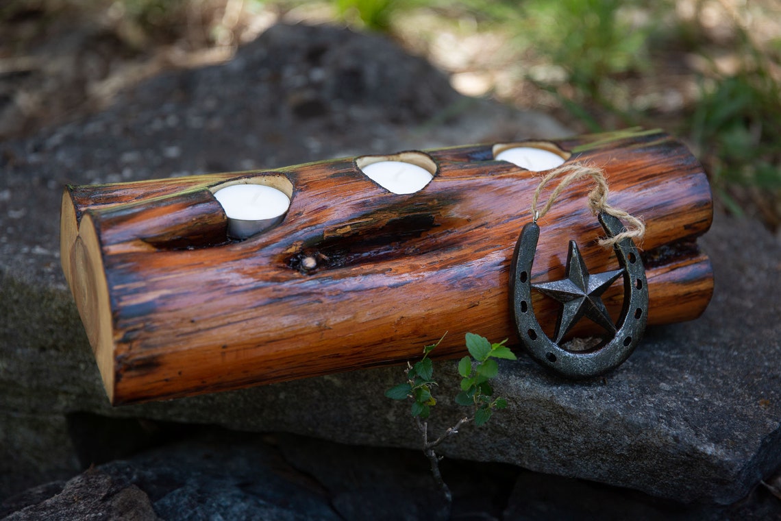 Rustic Tea Light Log - Etsy