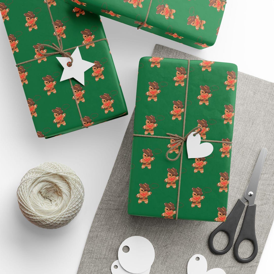 Cowboy Gingerbread Man Wrapping Paper - Etsy