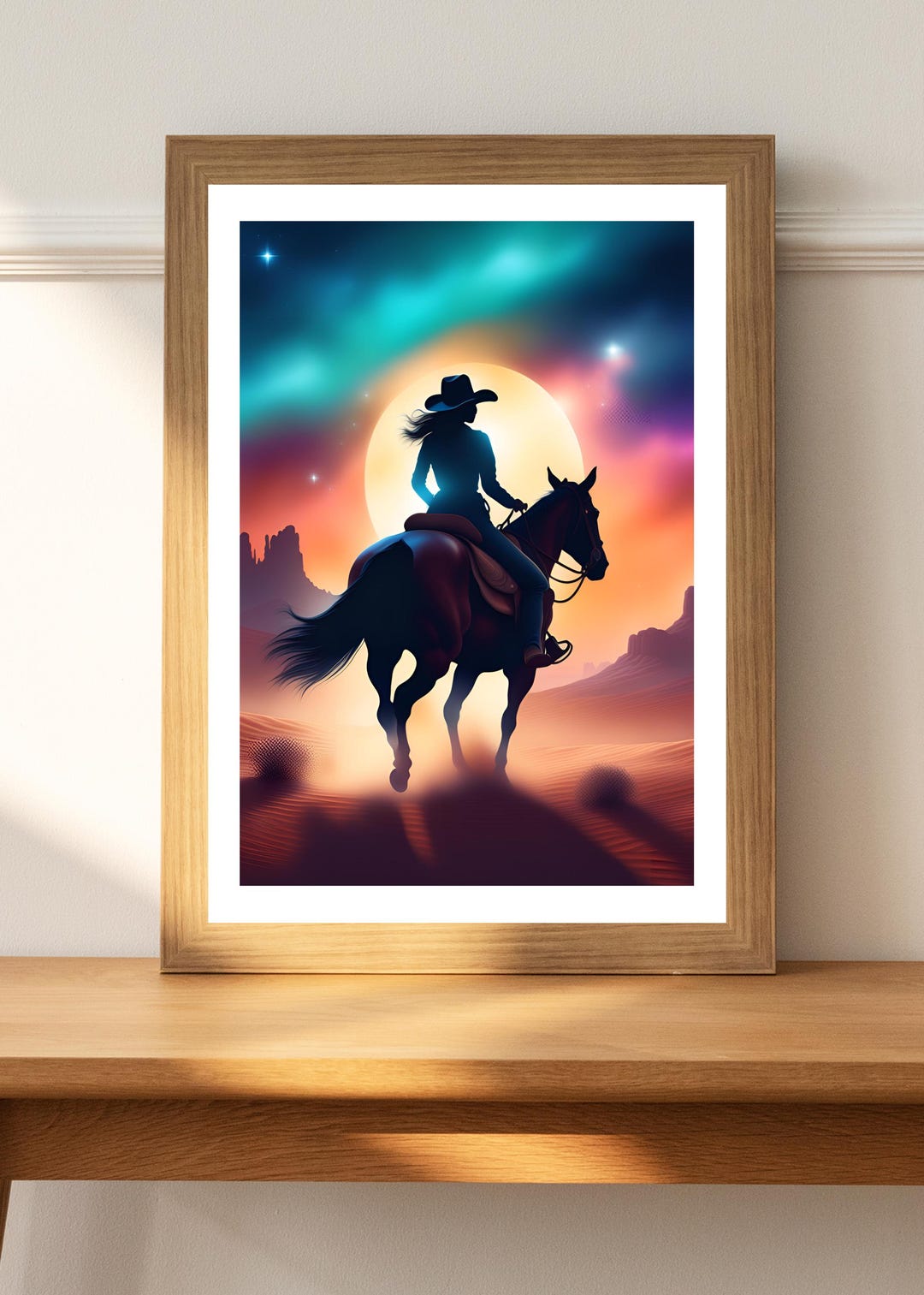 Space Cowgirl Art Print: Whimsical Western Galaxy Decor - Etsy