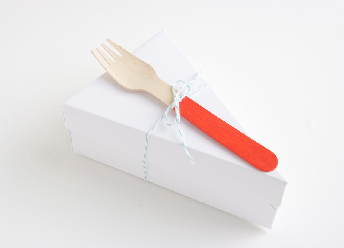 DELUXE KIT - Lidded Two-piece Pie Slice Boxes in White With Forks ...