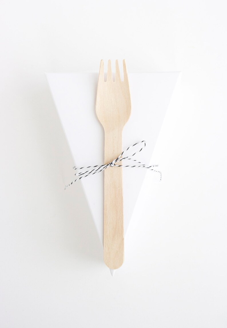 DELUXE KIT Lidded Two-piece Pie Slice Boxes in White With Forks ...