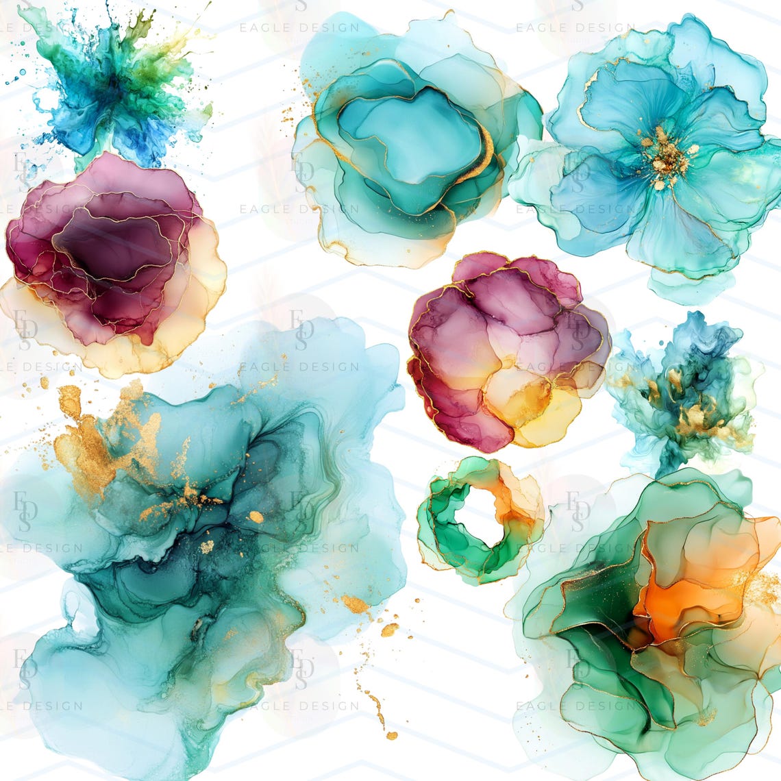 62 PNG Ink Color SPLASH Clip Arts (300 Dpi, Commercial Use, Bundle ...