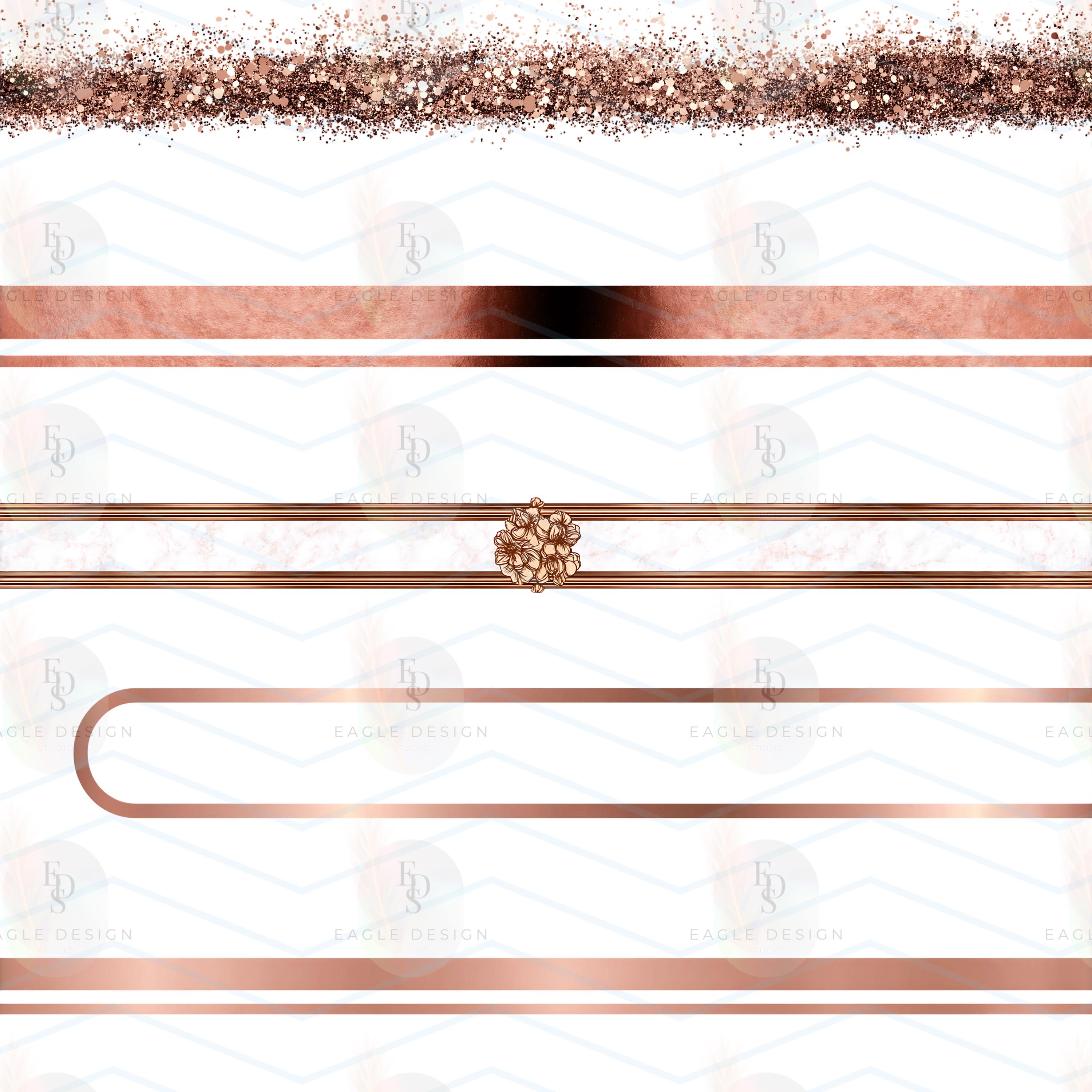 Rose Gold Border Clipart: Elegant Dividers, Vintage Ornaments (PNG ...