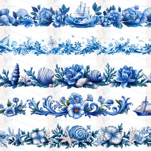30 PNG Blue Nautical Borders Clipart, Seashell Ocean Anchor Lighthouse ...