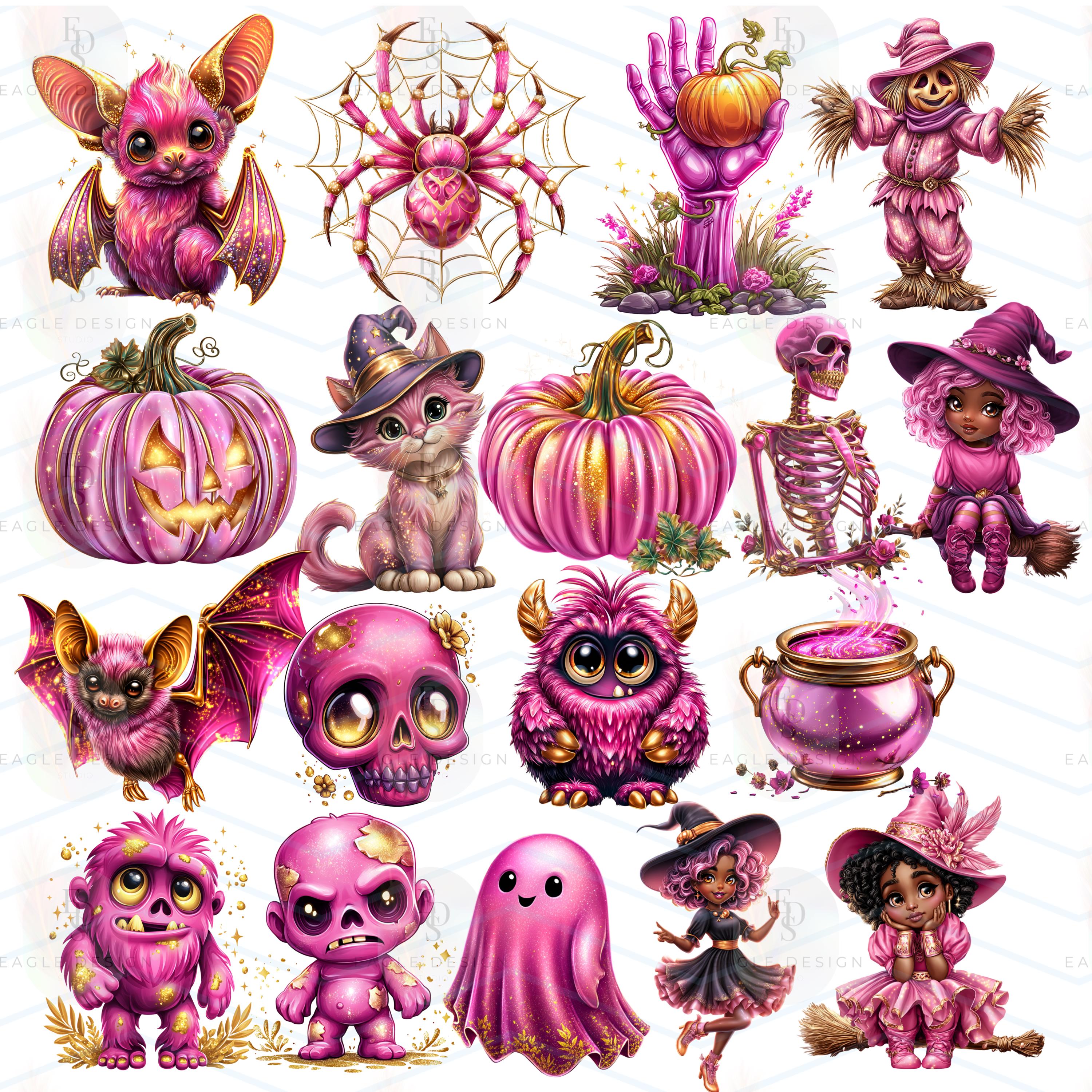 Pink Halloween Clipart Bundle: Witchy, Spooky, Kawaii (digital Download ...