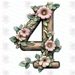 Floral Illuminated Numbers Clipart: Elegant Invitation Graphics ...