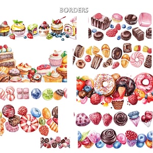 390 PNG SWEETS Clipart, Transparent, Watercolor Cake, Macarons, Candy ...