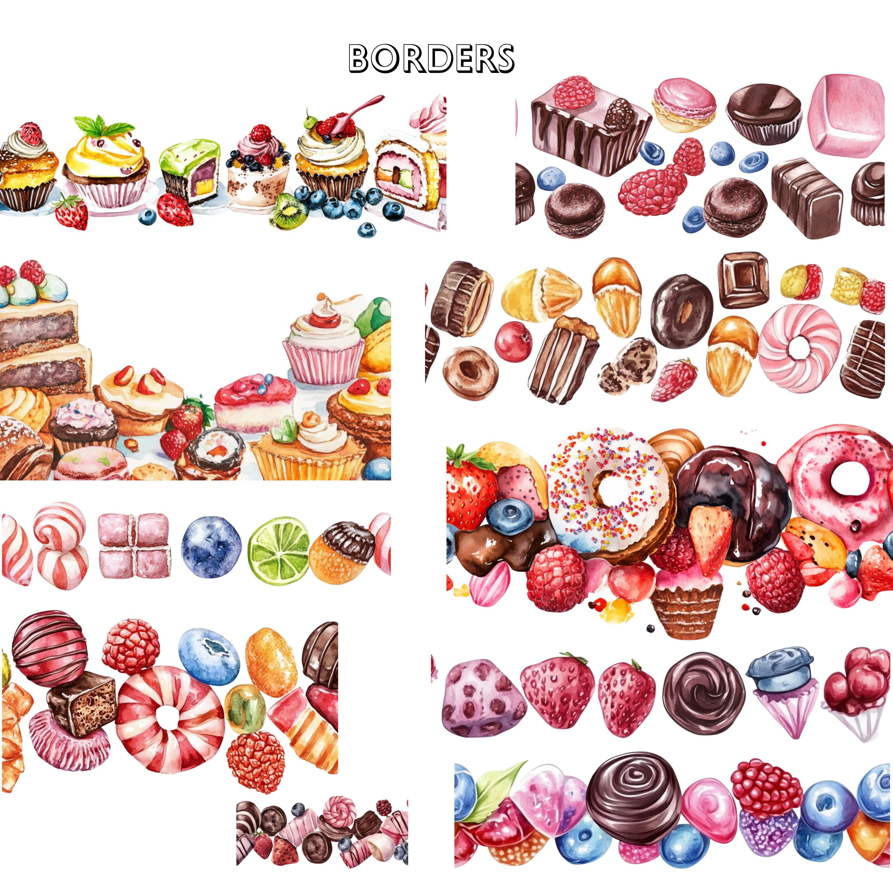 390 PNG SWEETS Clipart, Transparent, Watercolor Cake, Macarons, Candy ...