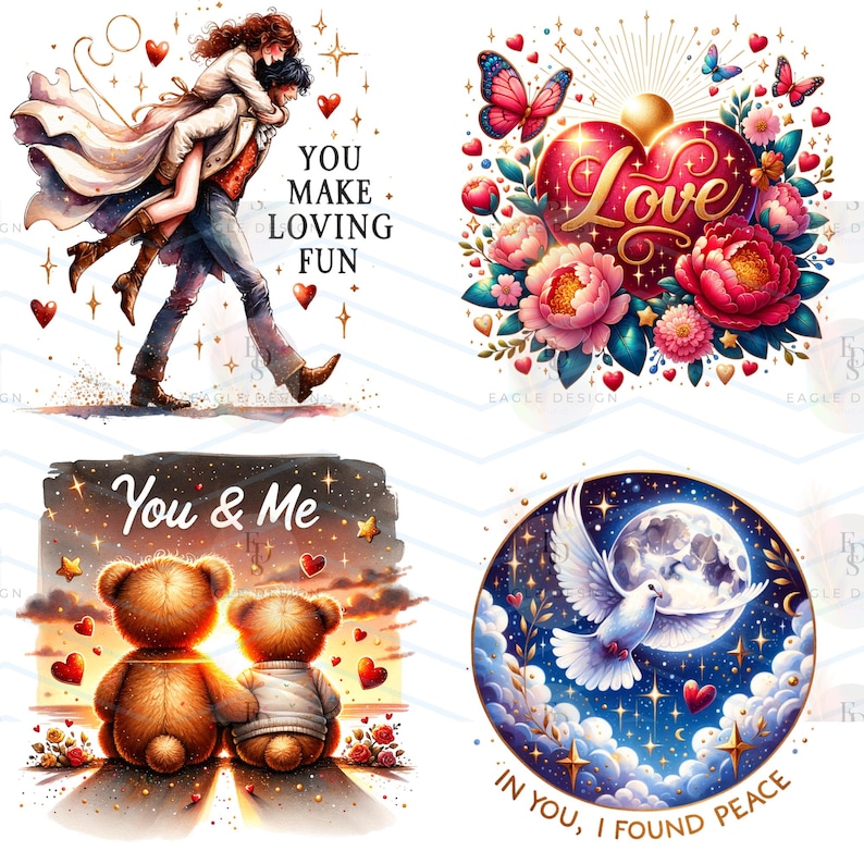 Love Quotes Clipart PNG Bundle: Valentine's Day Affirmations (digital ...