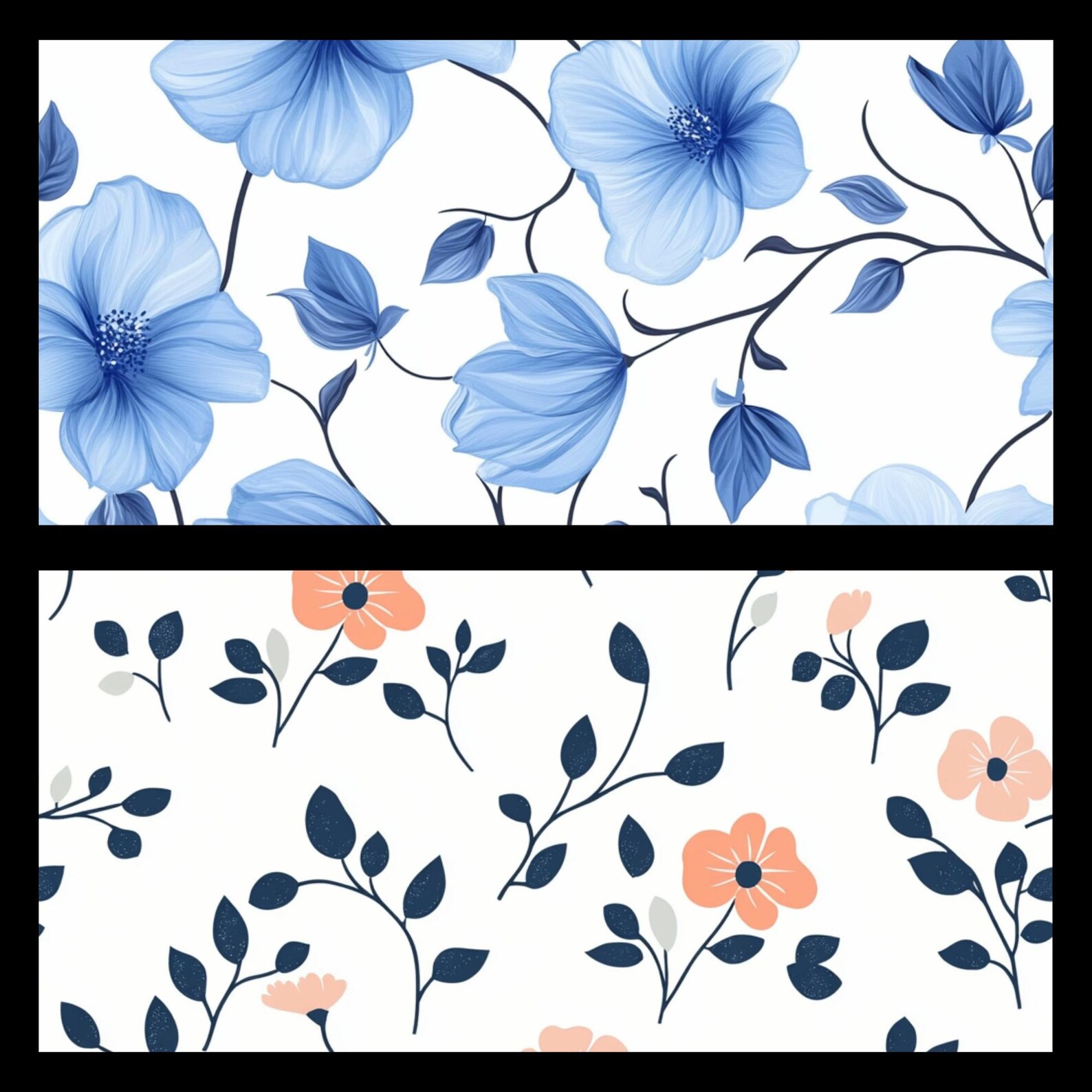Watercolor Floral Digital Paper Set - Floral Seamless Pattern - Digital ...