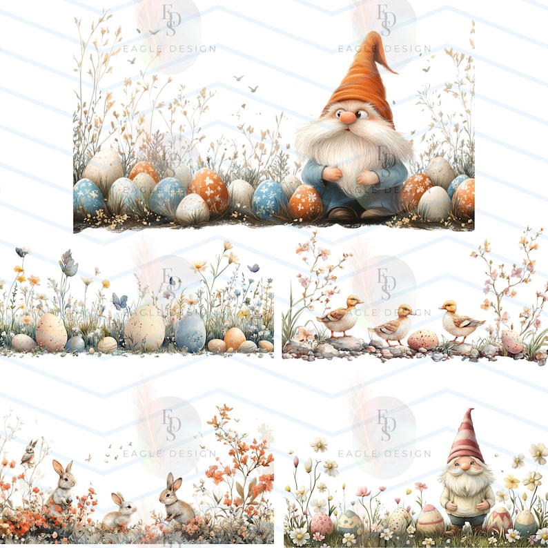 40 PNG Easter BORDER Clipart – Spring Floral Bunny Chicken Borders With ...