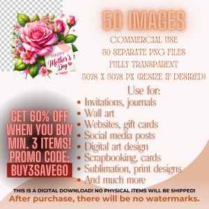 50 PNG Happy MOTHER'S Day Clip Arts (300 Dpi, Commercial Use, Bundle ...