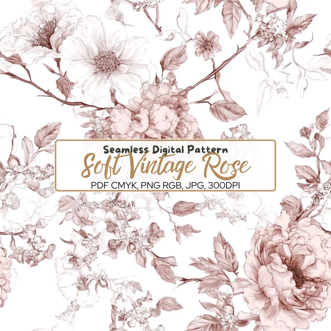 FLORAL Soft Vintage Rose Seamless Digital Paper, Journal, Scrapbook ...