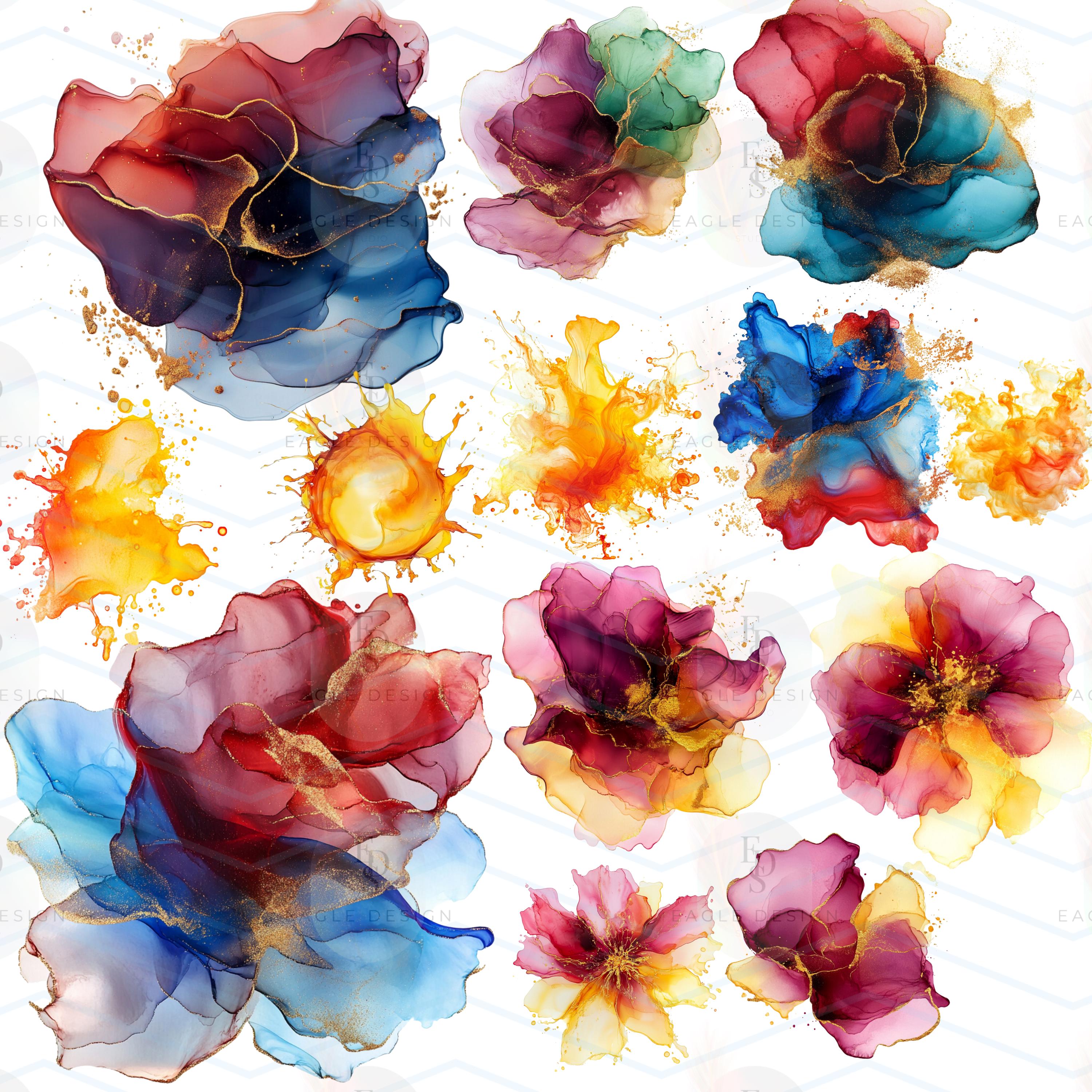 62 PNG Ink Color SPLASH Clip Arts (300 Dpi, Commercial Use, Bundle ...