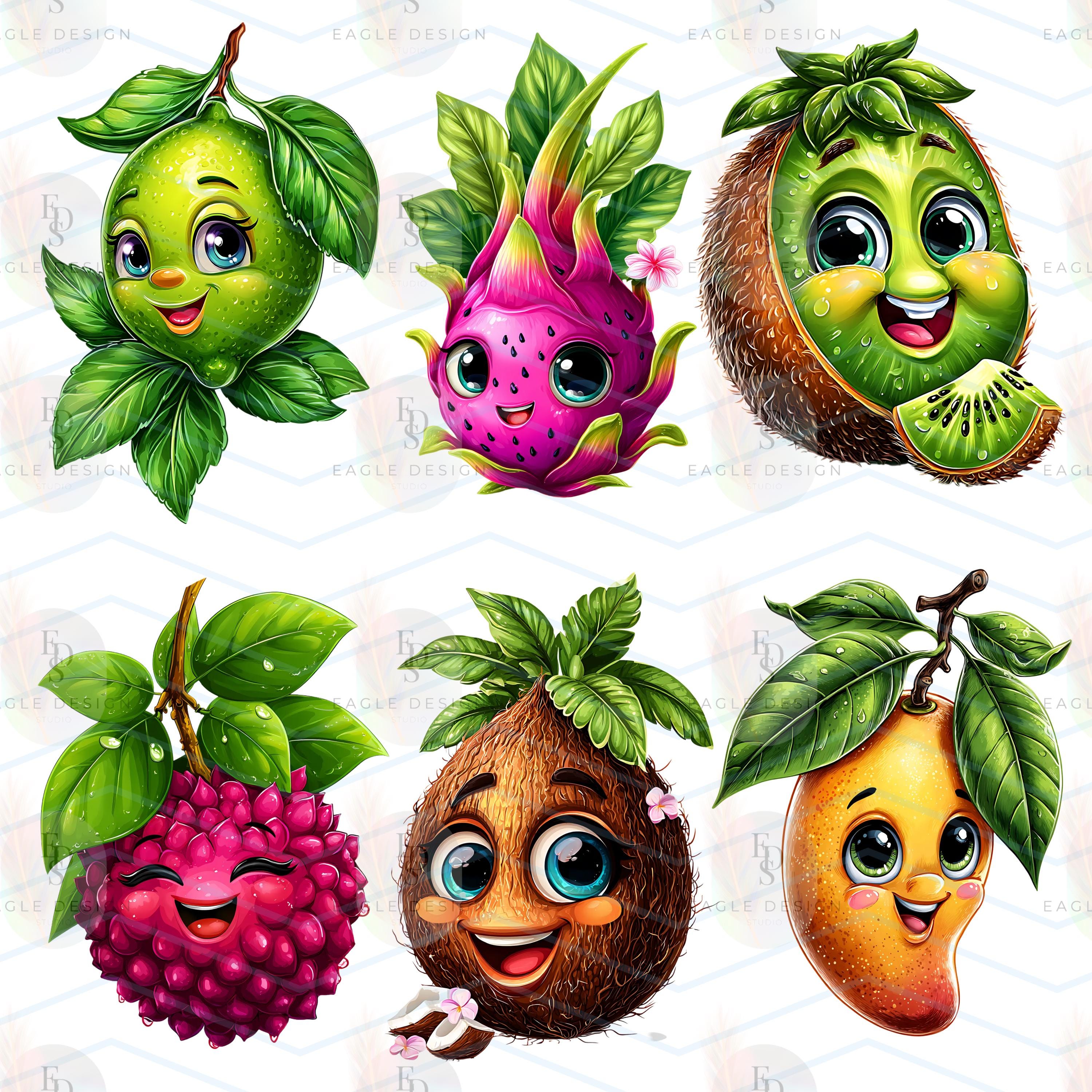38 PNG FRUIT Cute Smiling Fruits Clipart | Fruit With Face ...