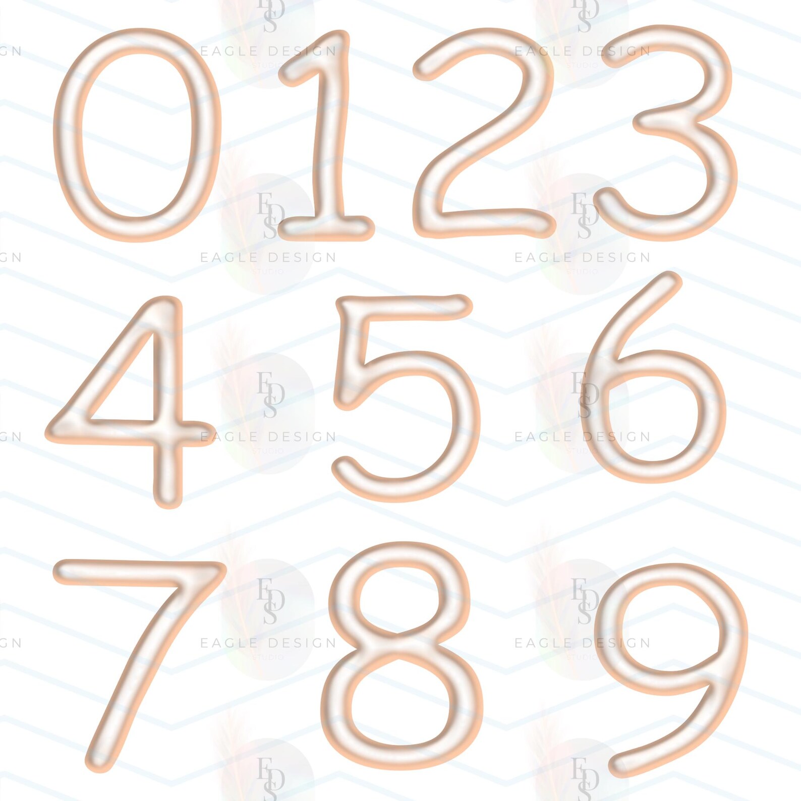 Peach Metallic Alphabet Clipart: Letters and Numbers PNG Bundle ...