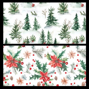 Watercolor Christmas Digital Paper Set - Christmas Seamless Pattern ...