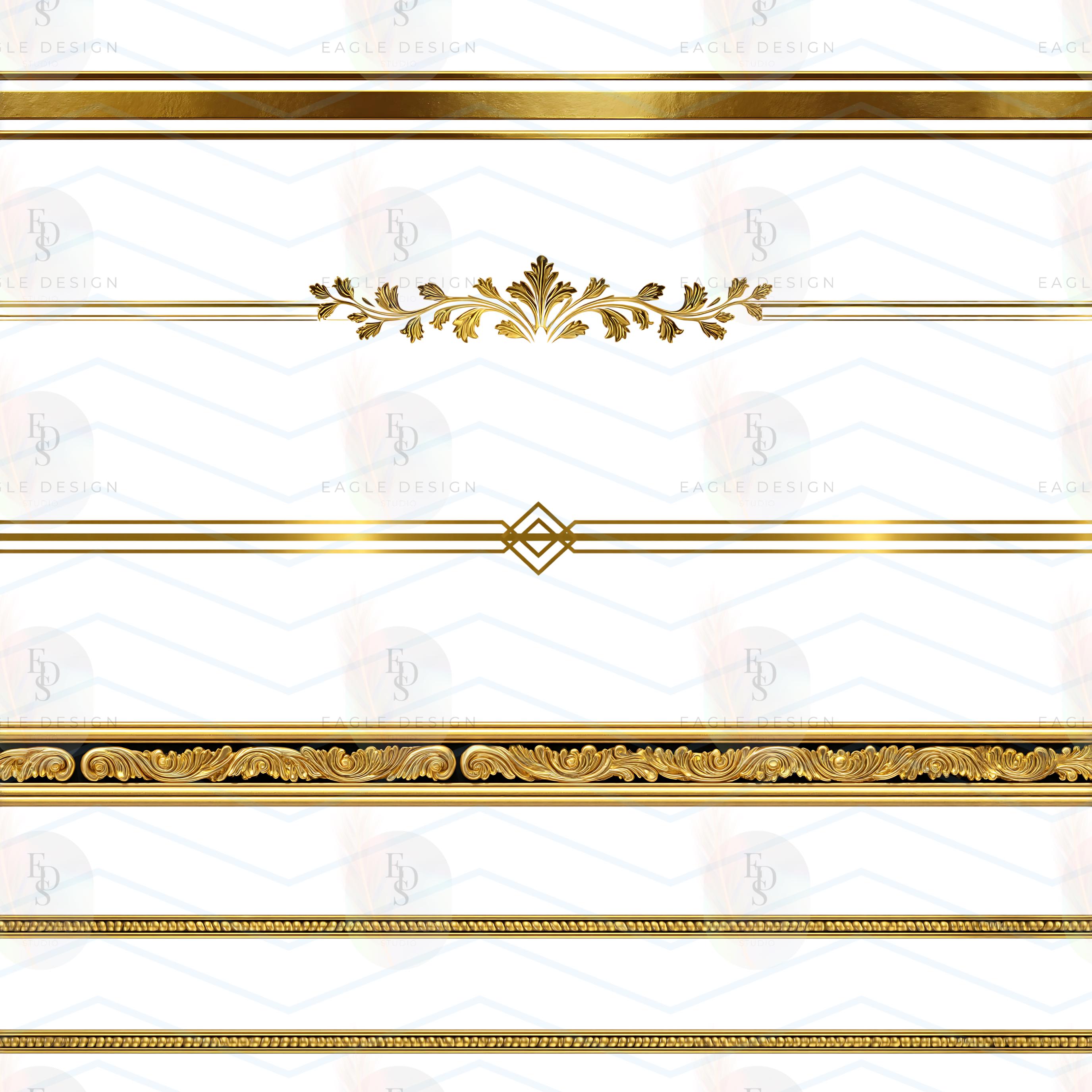 20 Gold Border Clipart PNG | Minimalist Dividers | Elegant Gold Line ...