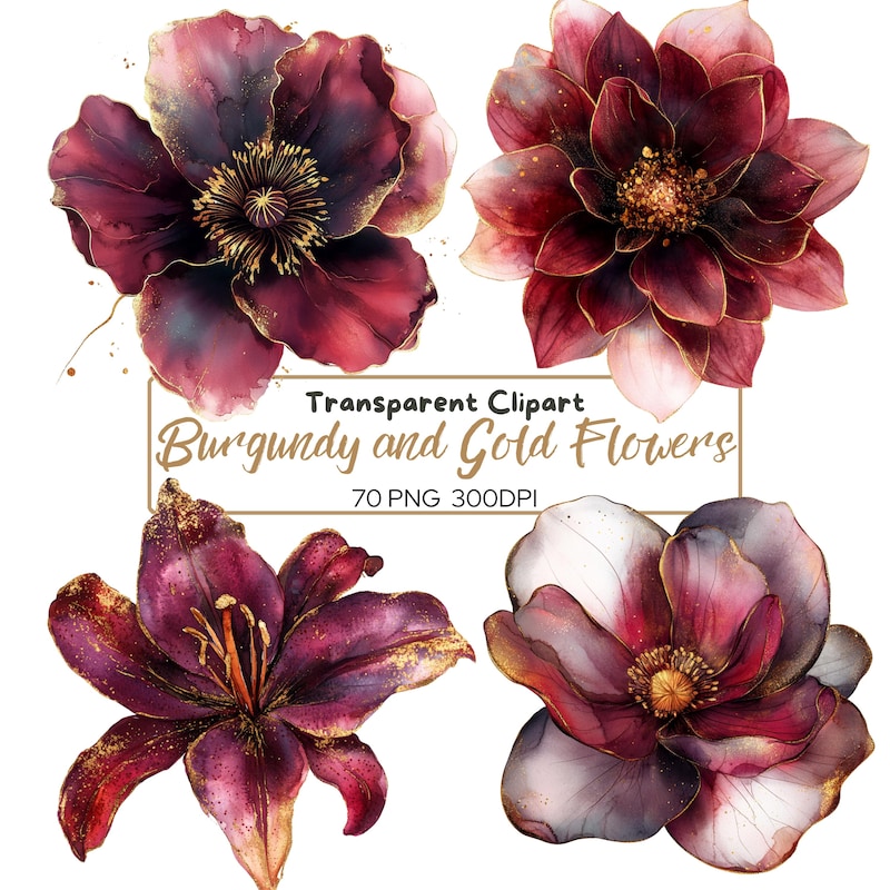 Canva Burgundy Flowers - Etsy