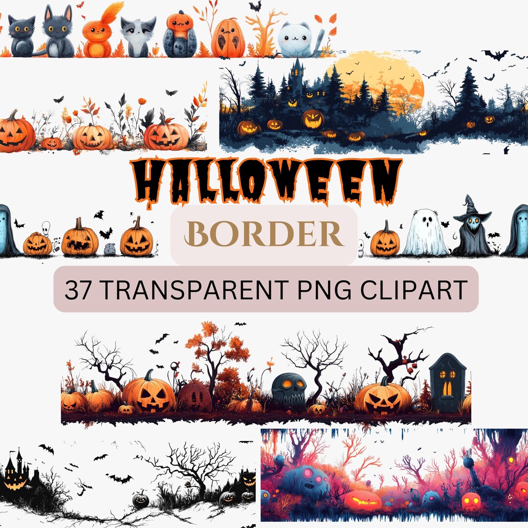 37 PNG Halloween BORDER Clipart, Seamless Border, Transparent Pumpkin ...