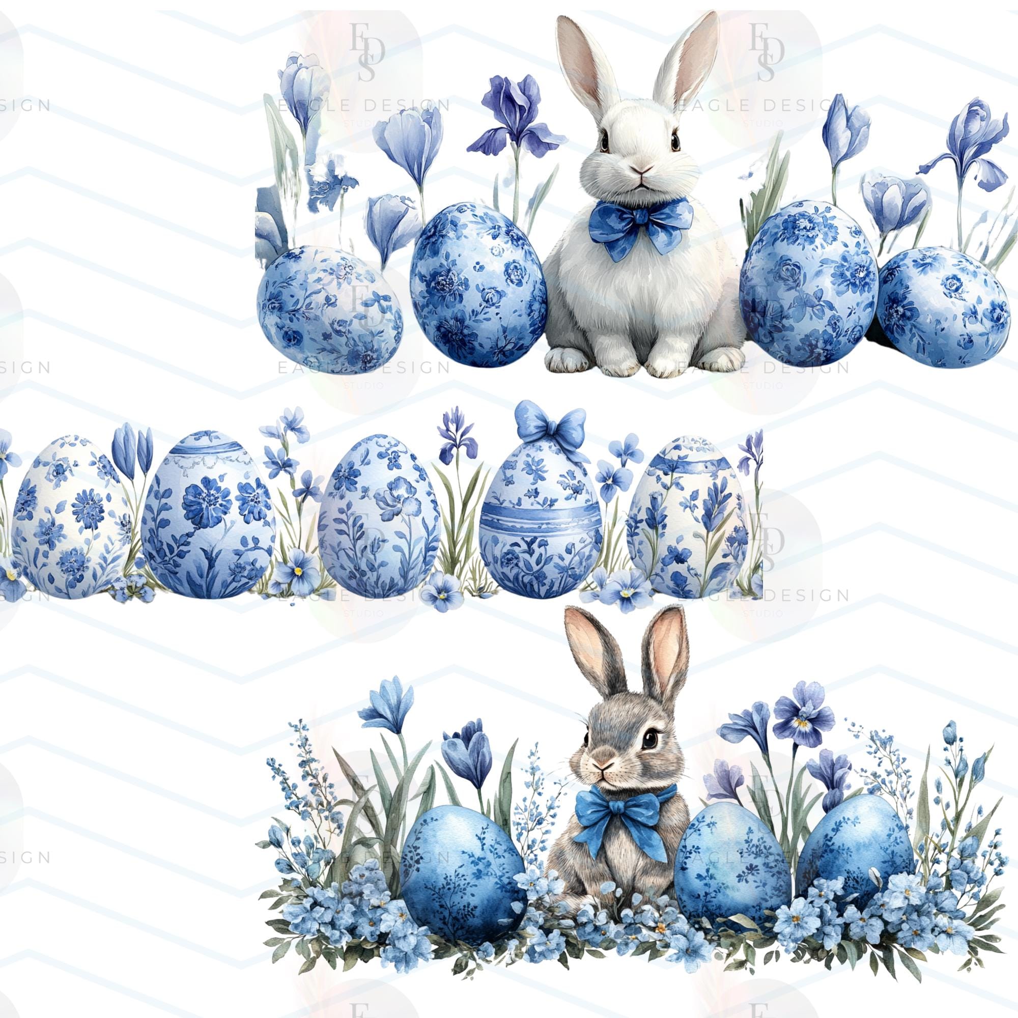 32 PNG Easter BORDER Clipart – Spring Floral Bunny Chicken Borders With ...