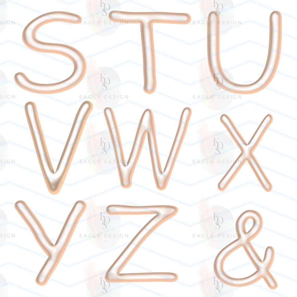 Peach Metallic Alphabet Clipart: Letters and Numbers PNG Bundle ...