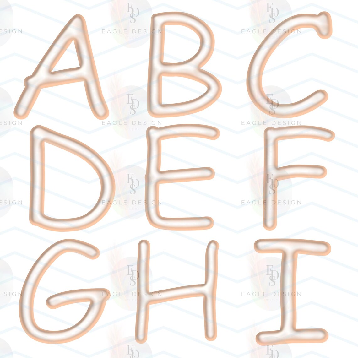 Peach Metallic Alphabet Clipart: Letters and Numbers PNG Bundle ...