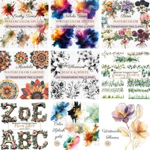 Christmas Santa Letters Clipart: Watercolor Alphabet PNG Bundle ...