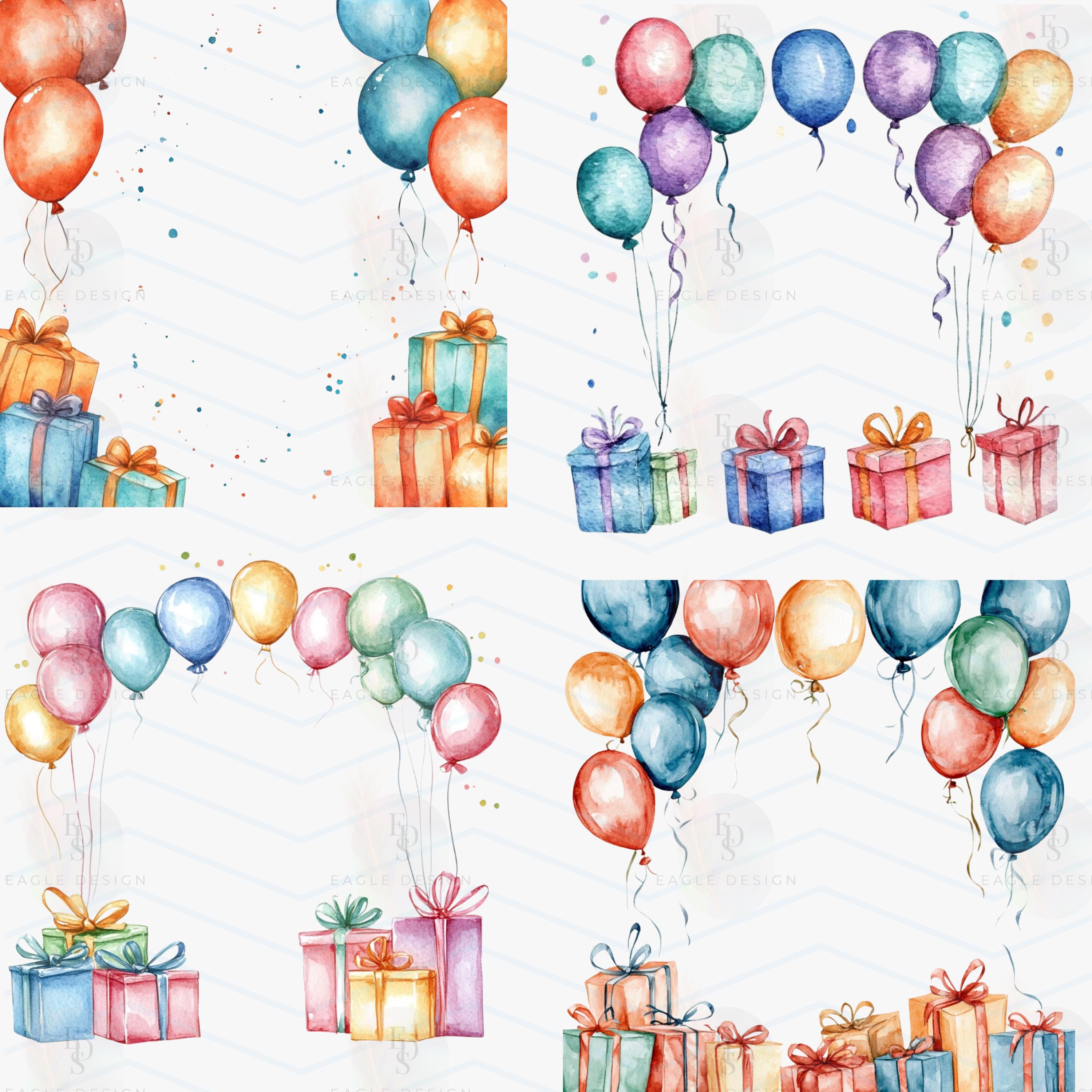 BIRTHDAY 48 PNG Watercolor - Clip Arts, Balloons, Cake, Candle, Blue ...