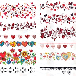100 PNG Valentines BORDER Clipart – Heart Love Borders With Transparent ...