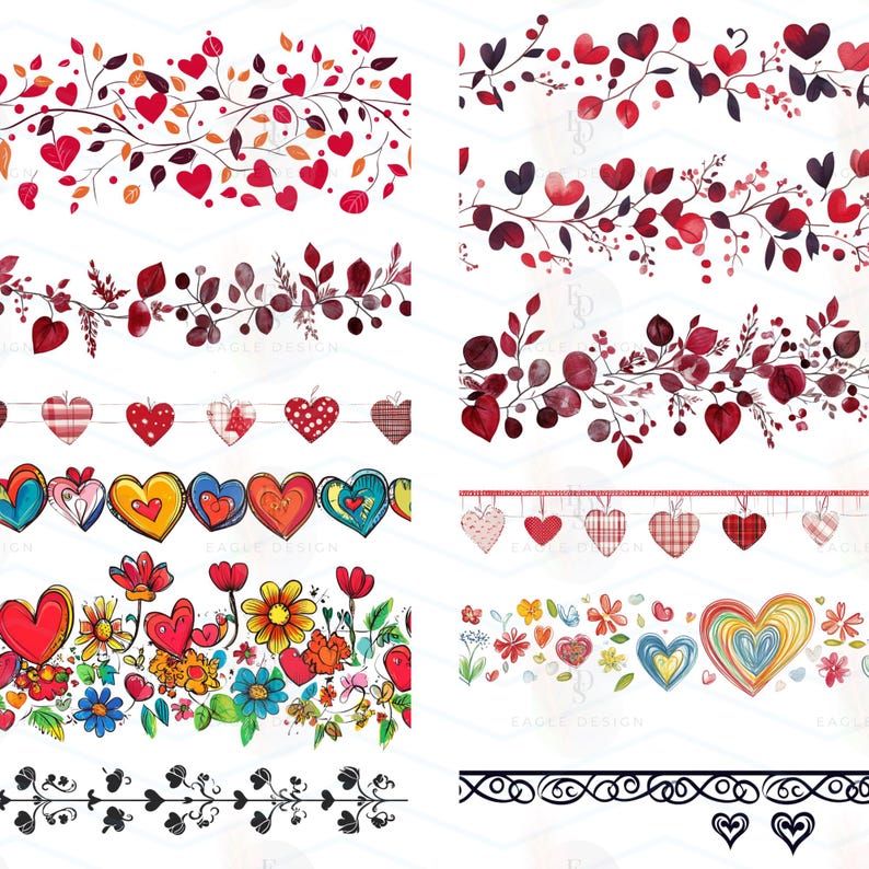 100 PNG Valentines BORDER Clipart – Heart Love Borders With Transparent ...