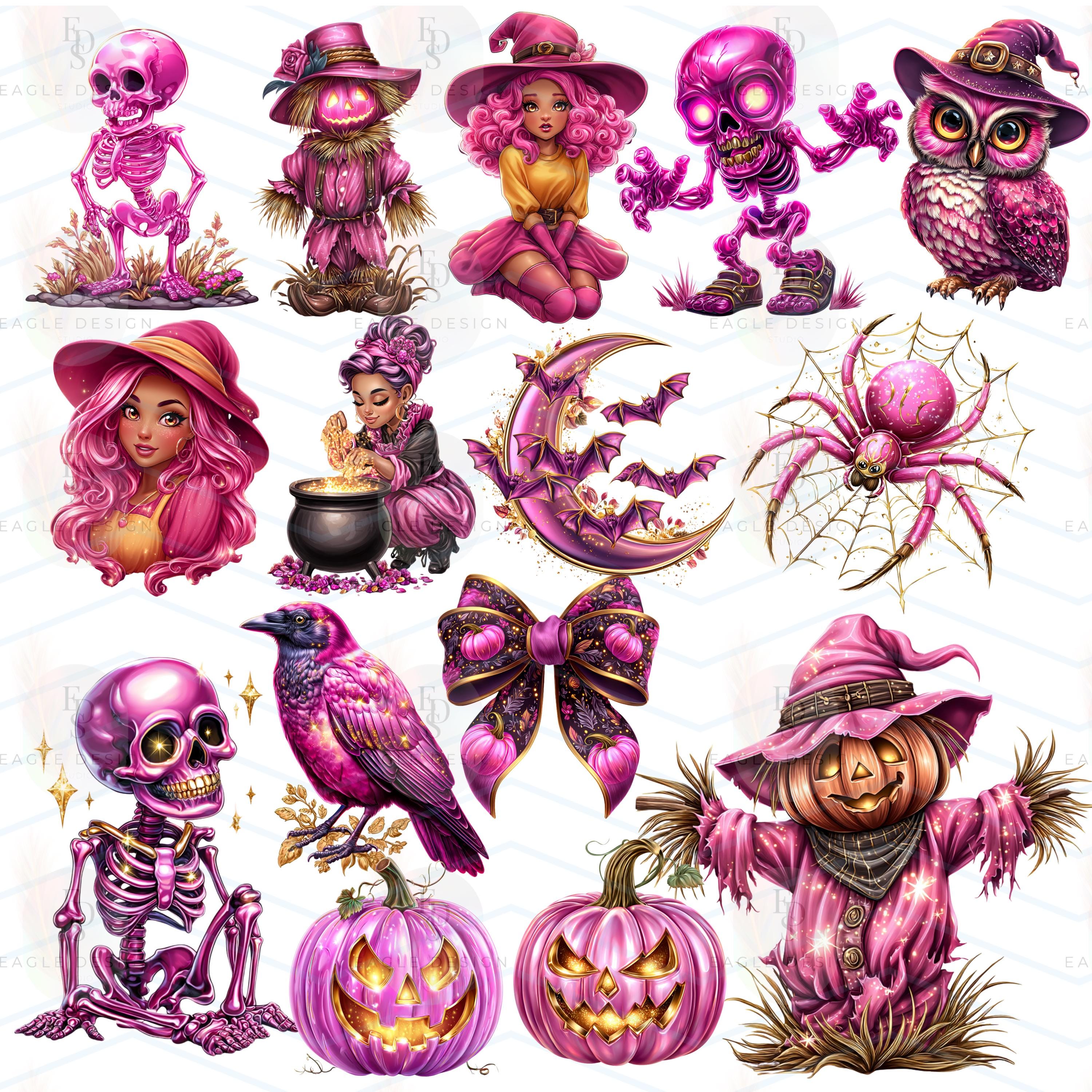 Pink Halloween Clipart Bundle: Witchy, Spooky, Kawaii (digital Download ...
